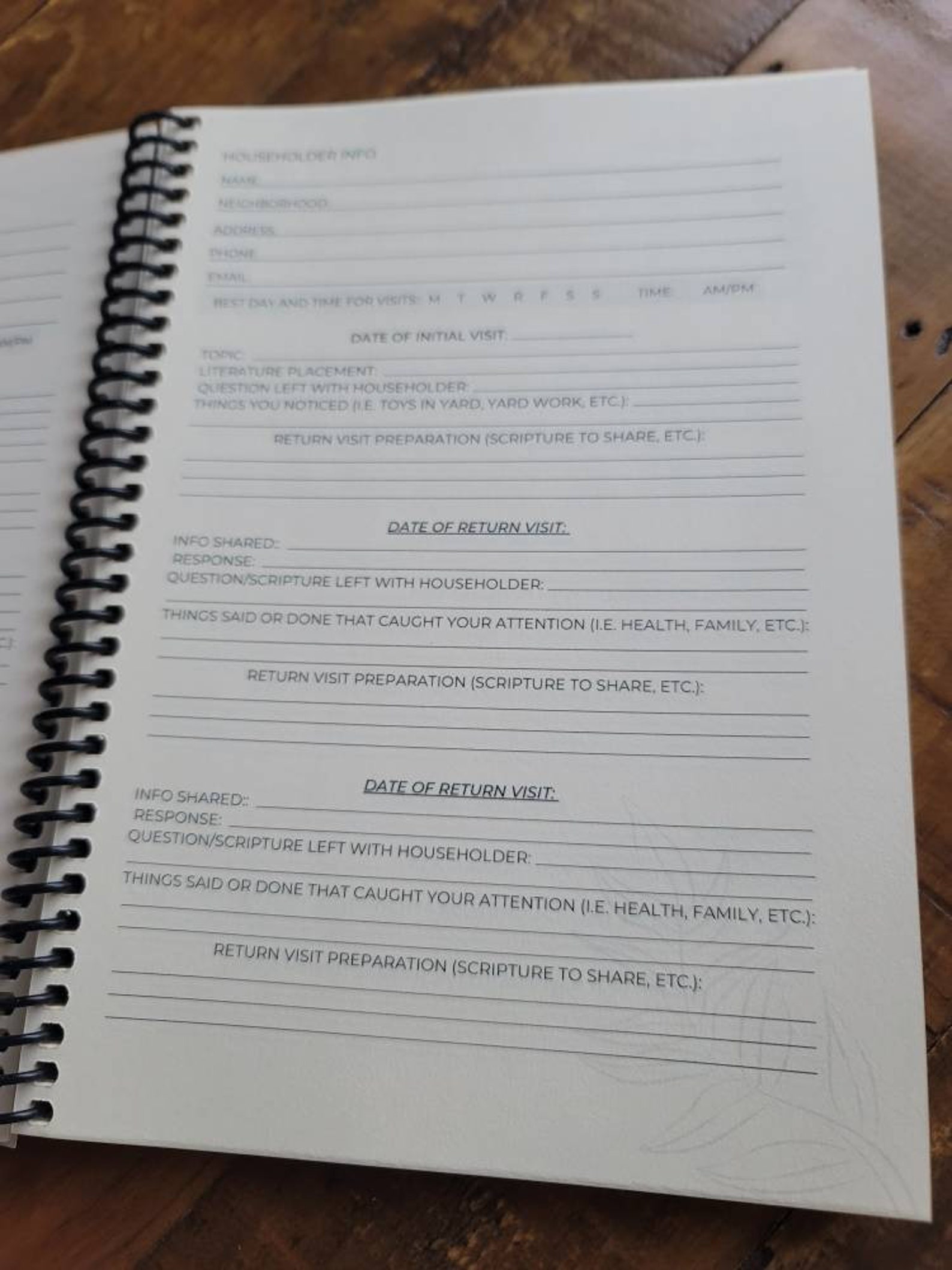 Field Service Report JW Ministry Record Jw Notebook JW - Etsy