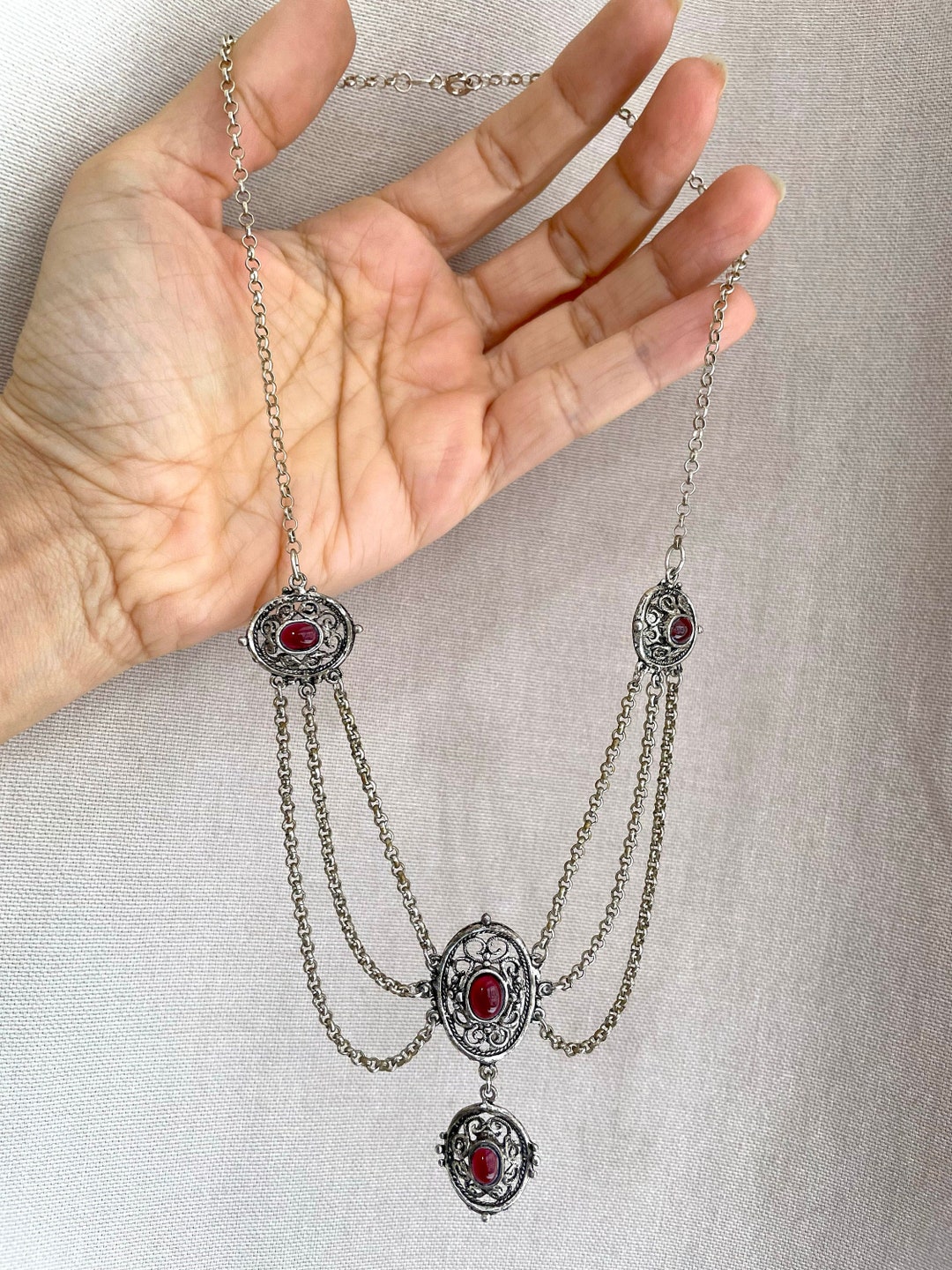 Vintage Remodelled Victorian Swag Style Necklace Mid to Late 20th ...