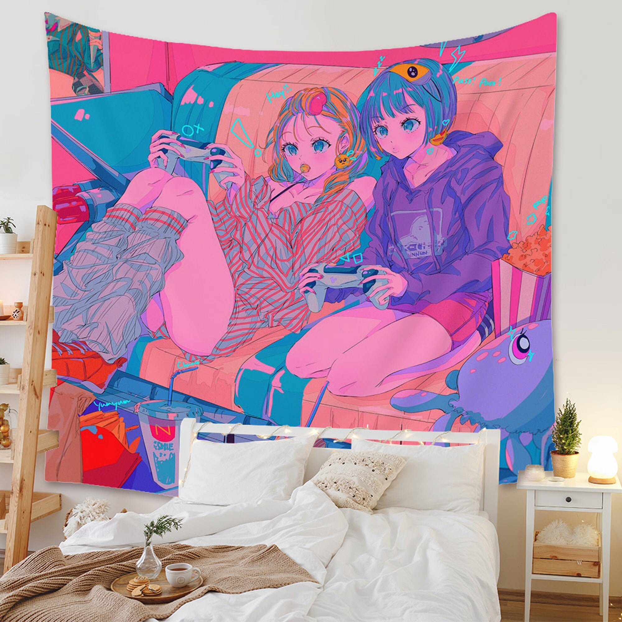 Anime Girl Tapestry Sexy Girl Kawaii Tapestry Girl Tapestry Etsy