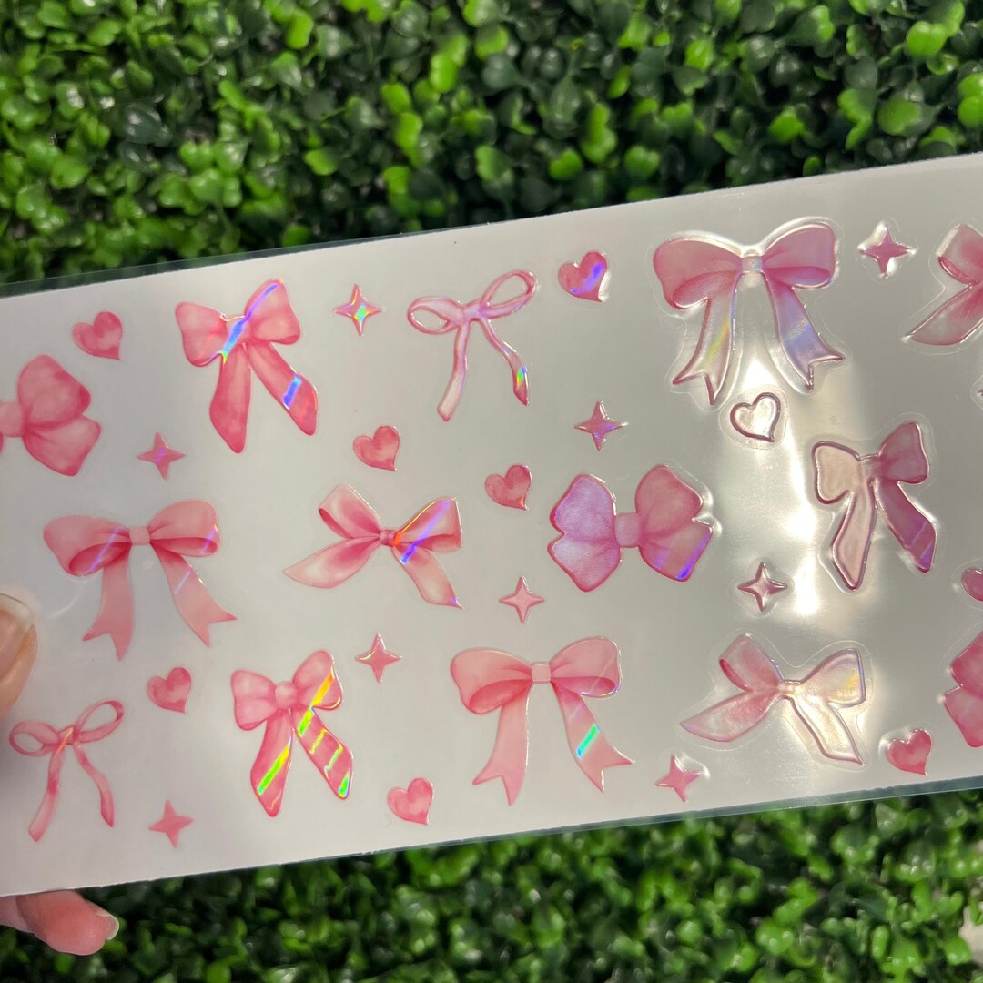 169 Pink Bows Holographic UVDTF WRAPS - Etsy