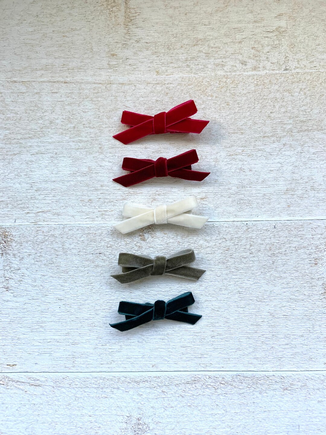 Velvet Baby Bows: Holiday Barrettes, Pigtail Hair Clips - Etsy
