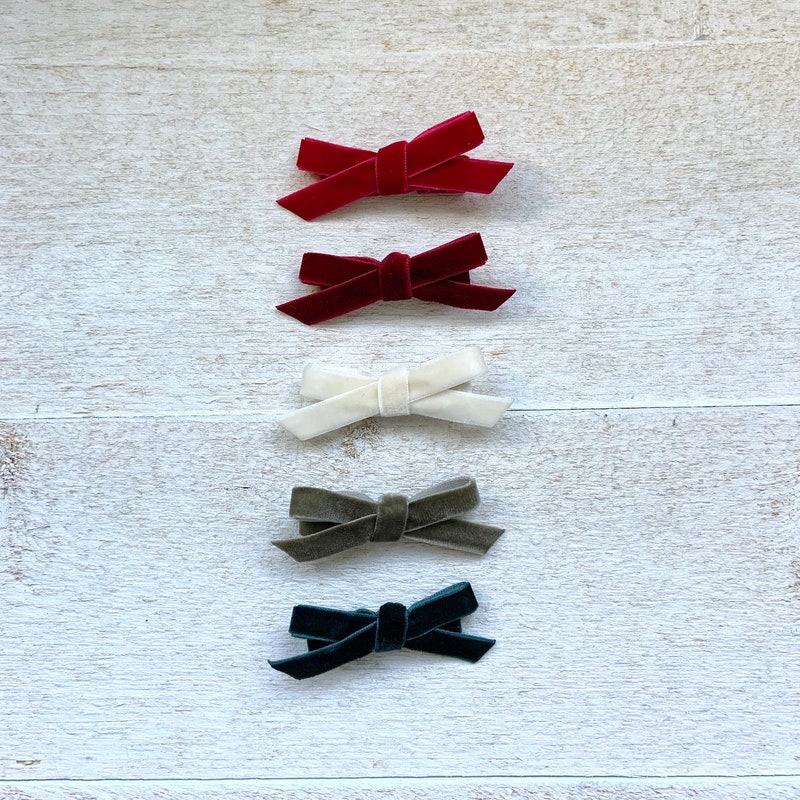 Green Velvet Bows Clips - Etsy