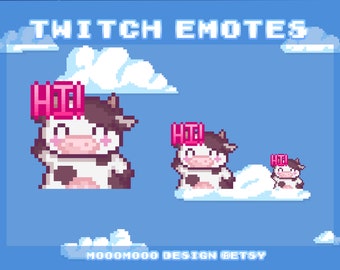 Twitch Cute 8-bit Cow Sub Badges Pixel Art | Etsy