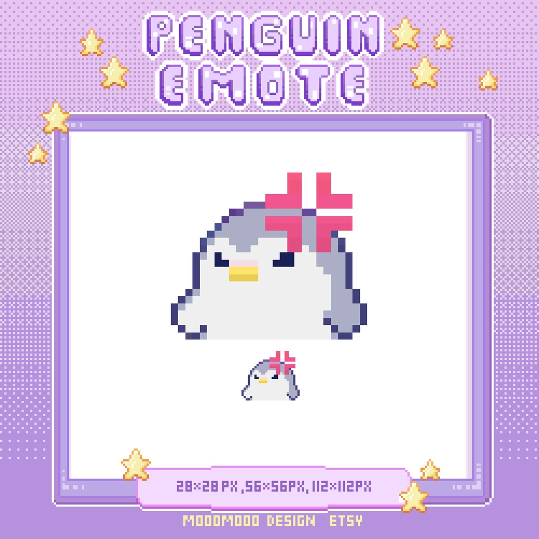 Angry Pixel 8 Bit Penguin Emote / Twitch / Streaming / Discord / Cute ...