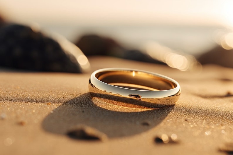 Exquisite 4mm 9K Yellow Gold Dome Shaped Wedding Band - Handcrafted ...