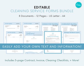 EDITABLE Cleaning Service Contract Bundle Maid Forms CANVA - Etsy