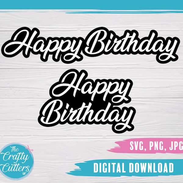 Happy Birthday Shadow Svg - Etsy