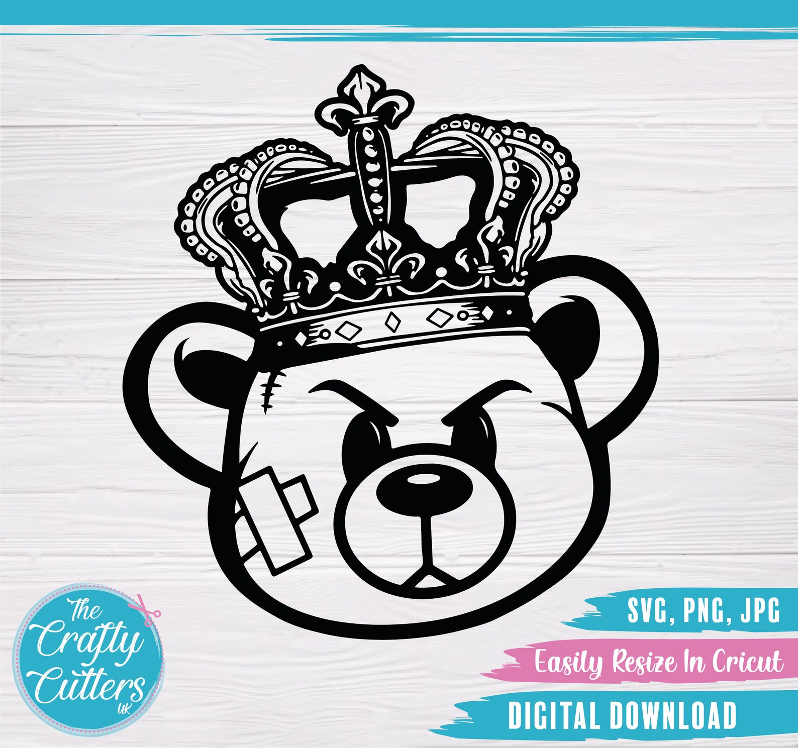 Teddy Bear King SVG Gangster Bear SVG Cutting File Digital - Etsy