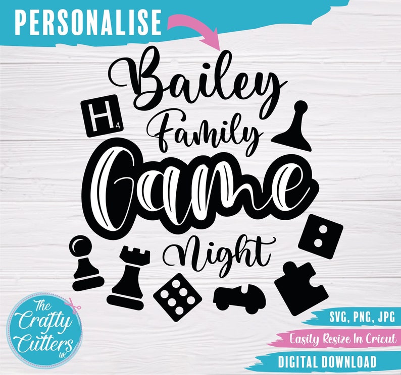 Family Game Night SVG Personalise SVG Cutting File Game - Etsy