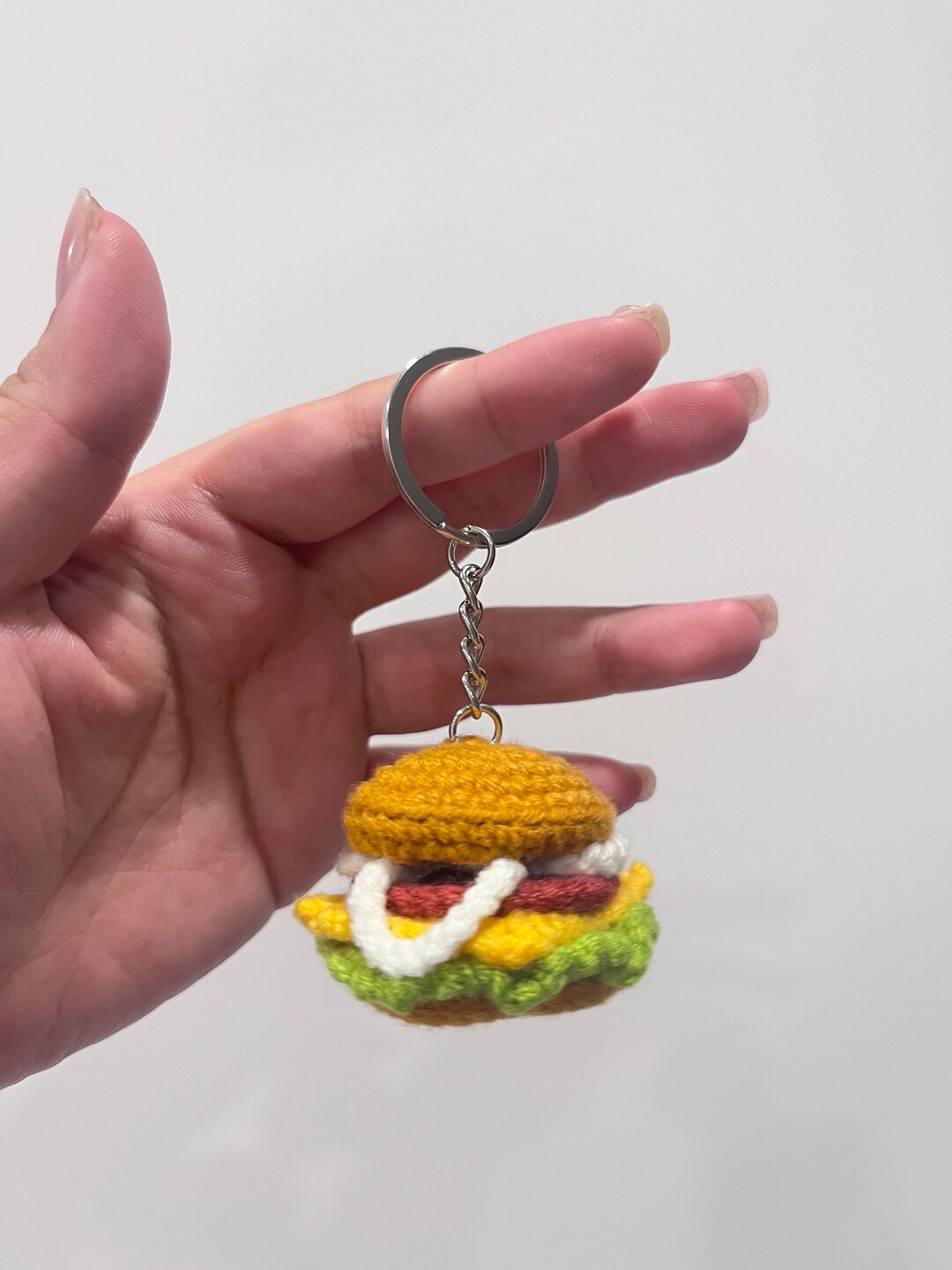 Crochet Hamburger - Crochet Key Ring - Key Chain - Burger -cheeseburger ...
