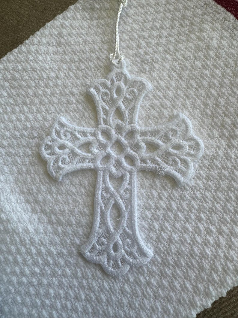 New Embroidered White Cross With a Tassel. 3 by 4 Inches. - Etsy