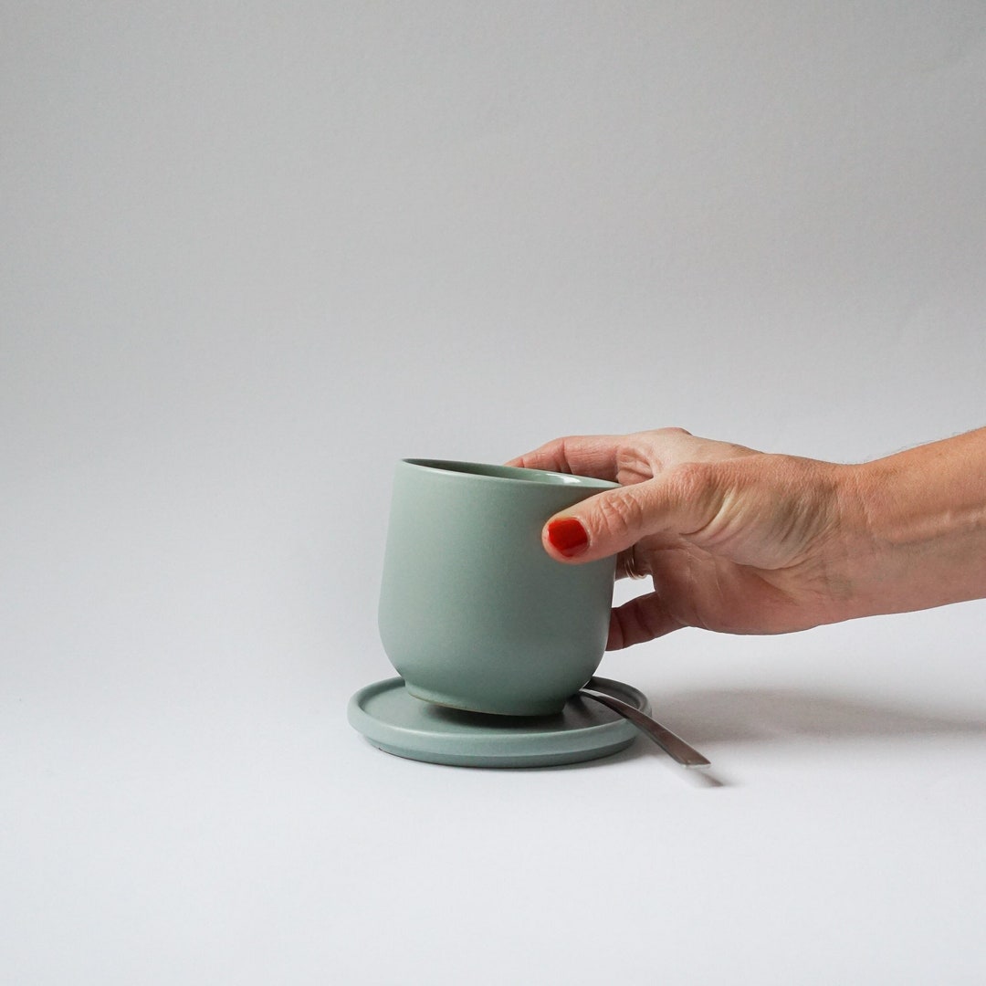 Ceramic Mug Green Matt 200ml Without/with Coaster Cup Without Handle ...