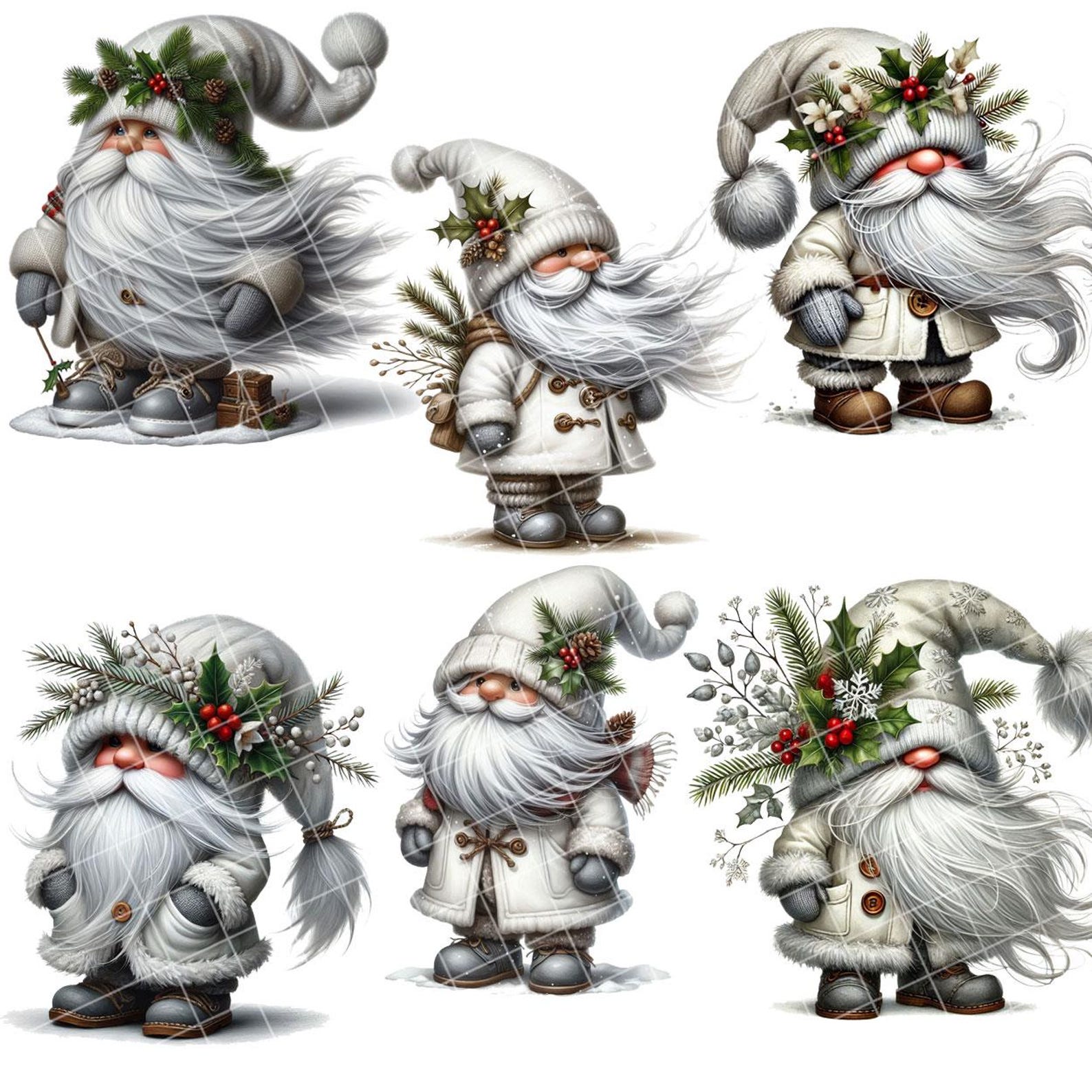 Watercolor White Winter Gnomes Clipart HIGH QUALITY, Winter Gnome ...