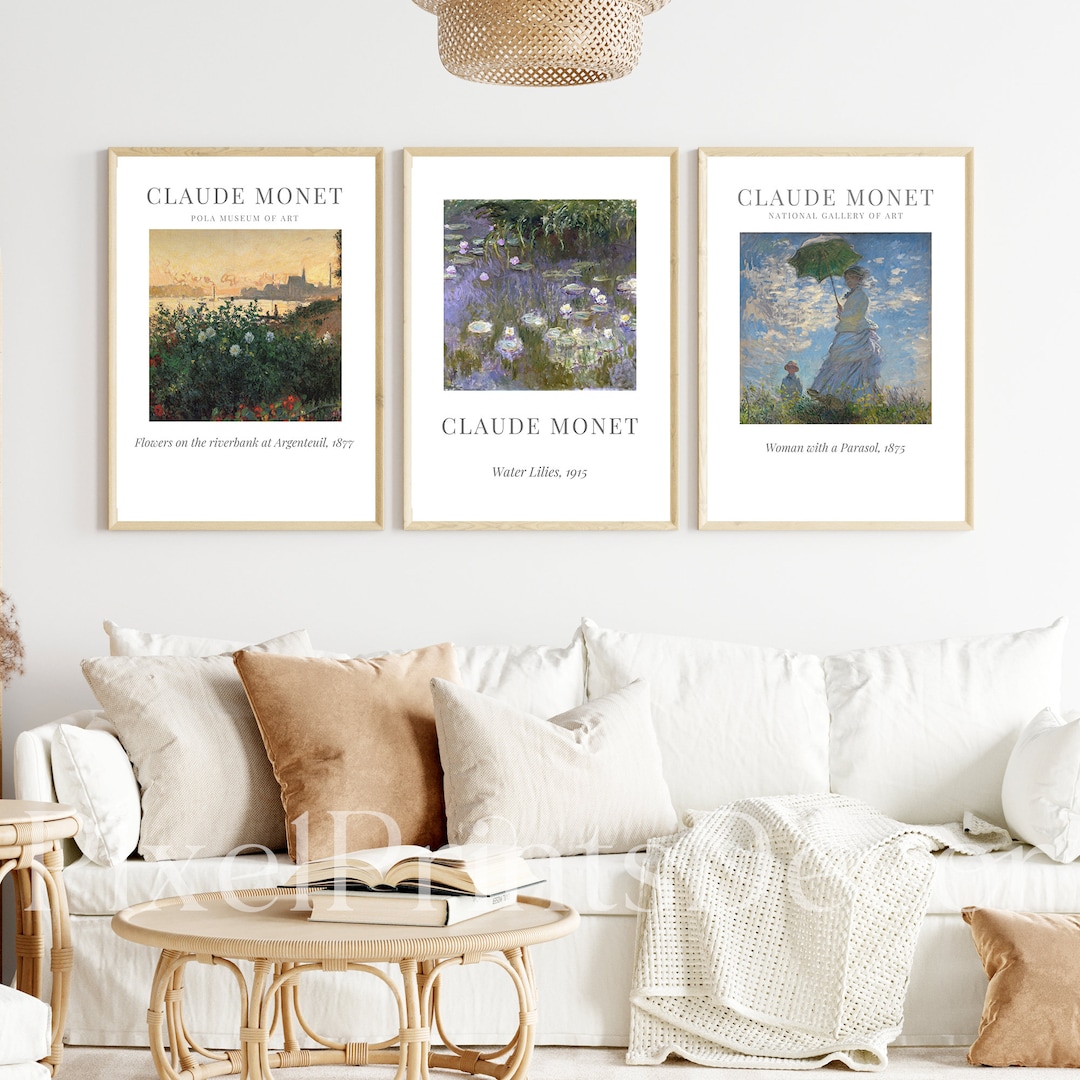 Set of 3 Claude Monet Printable Exhibition Posters, Vintage Painting ...