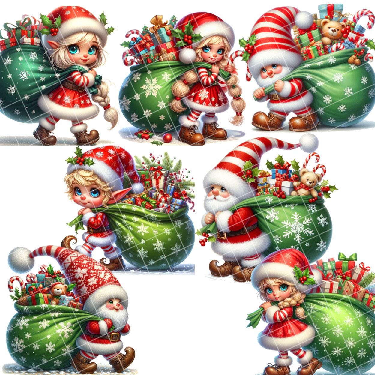 Santa Helpers Elves Clipart HIGH RESOLUTION, Christmas Fairy Clipart ...