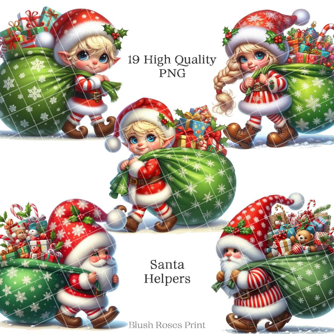 Santa Helpers Elves Clipart HIGH RESOLUTION, Christmas Fairy Clipart ...