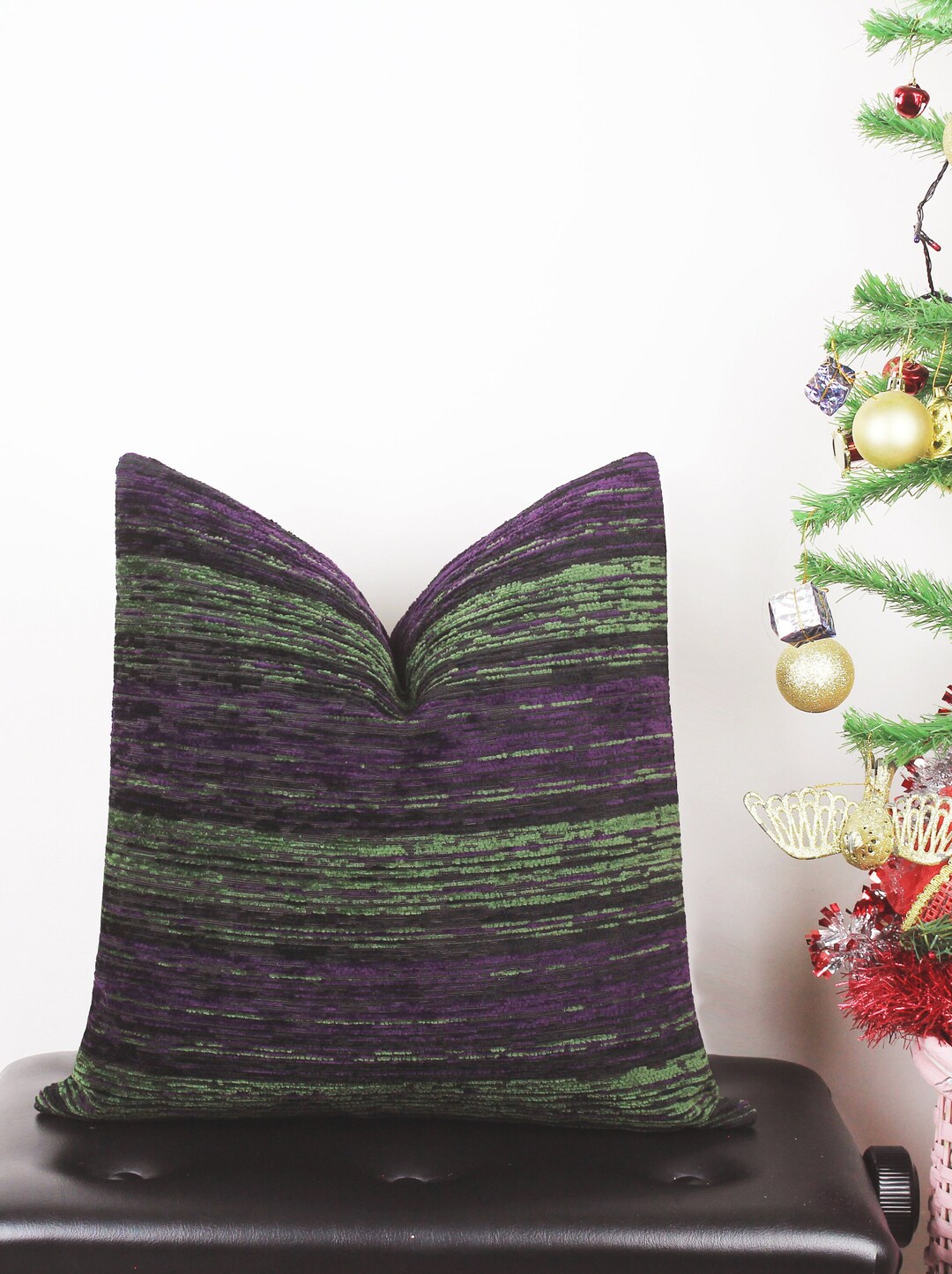Purple and Green Velvet Pillow Cover,purple Velvet Fabric Throw Pillow ...