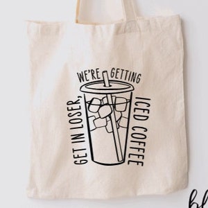 Iced Coffee Tote Bag | Coffee Lover Gift | Reusable Grocery Bag | Eco ...