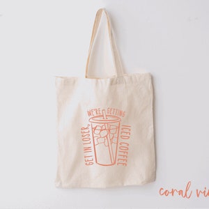 Iced Coffee Tote Bag | Coffee Lover Gift | Reusable Grocery Bag | Eco ...