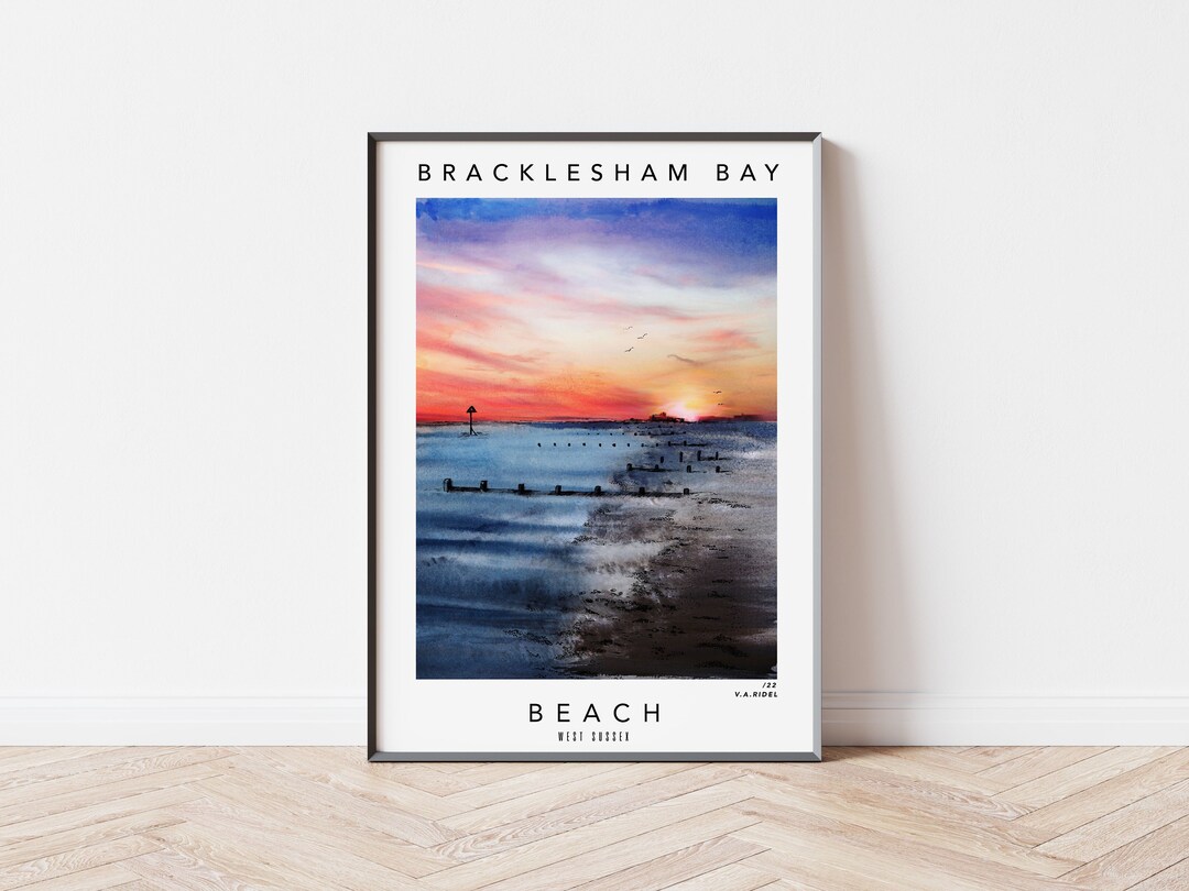 Bracklesham Bay Beach Print: Hand-painted Sunset, West Sussex - Etsy