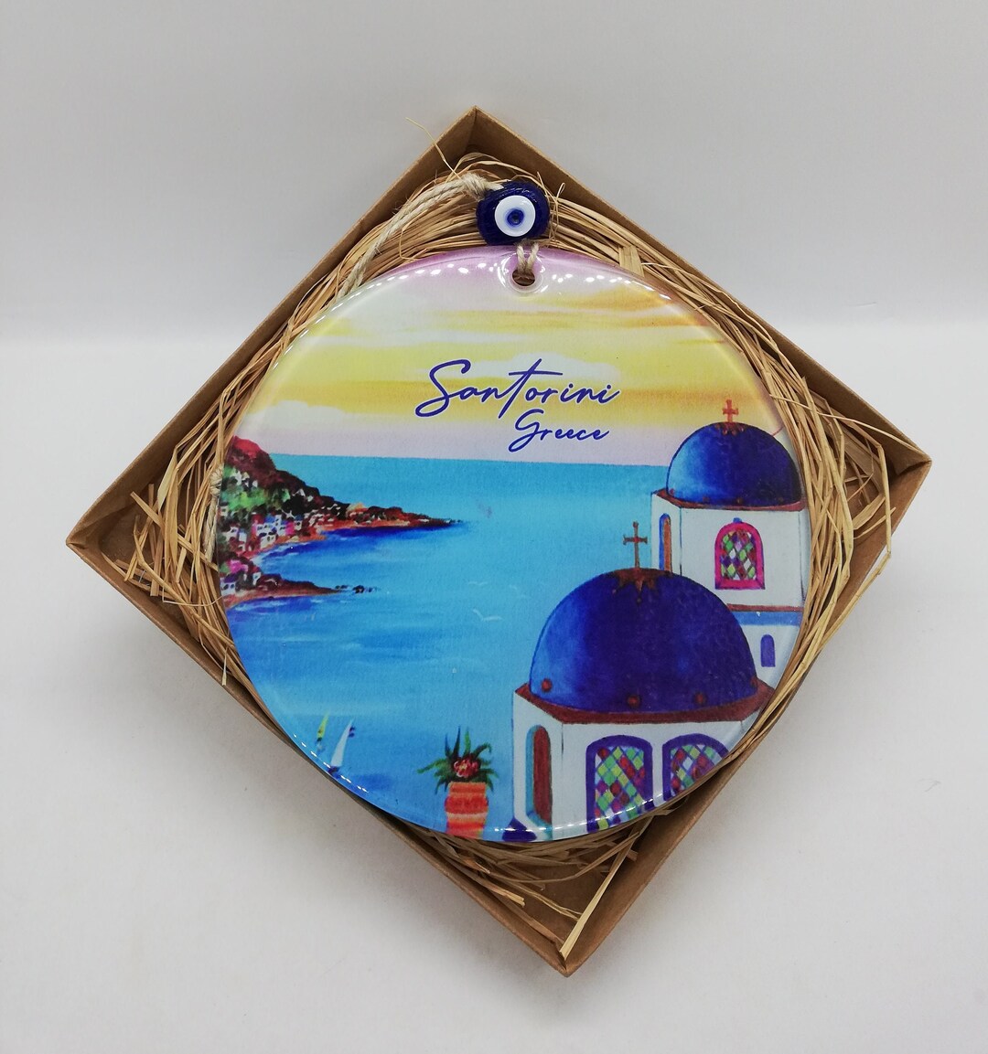 Handmade Santorini Greece Design Glass Decor Art - Etsy