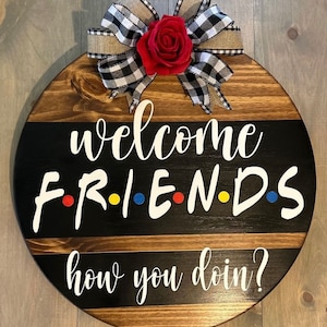 Wood Sign Friends/front Door Decor/welcome Sign/door Sign/door Hanger ...