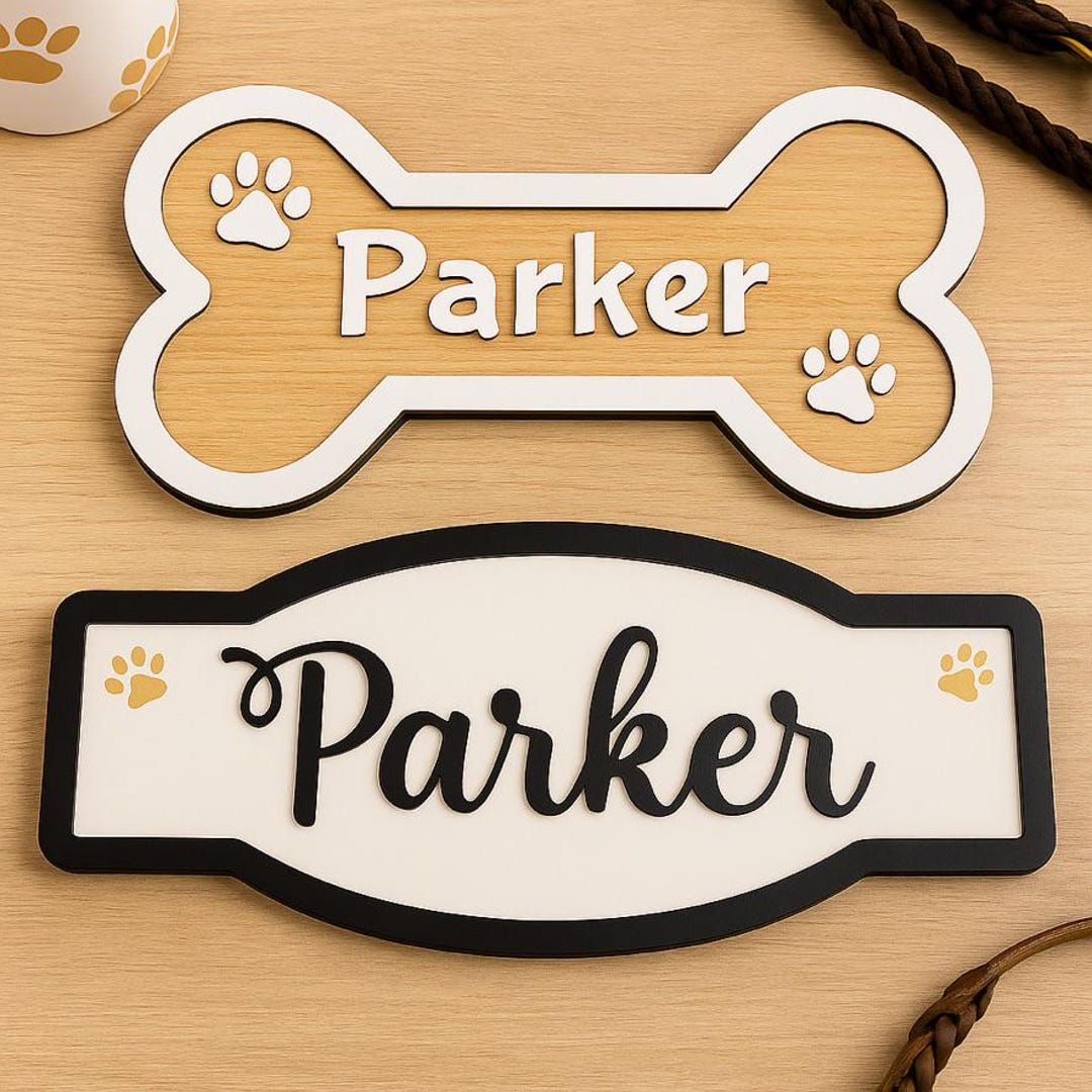Personalised Pet Name Sign, Custom Wooden Dog Plaque, Cat Small Animal ...