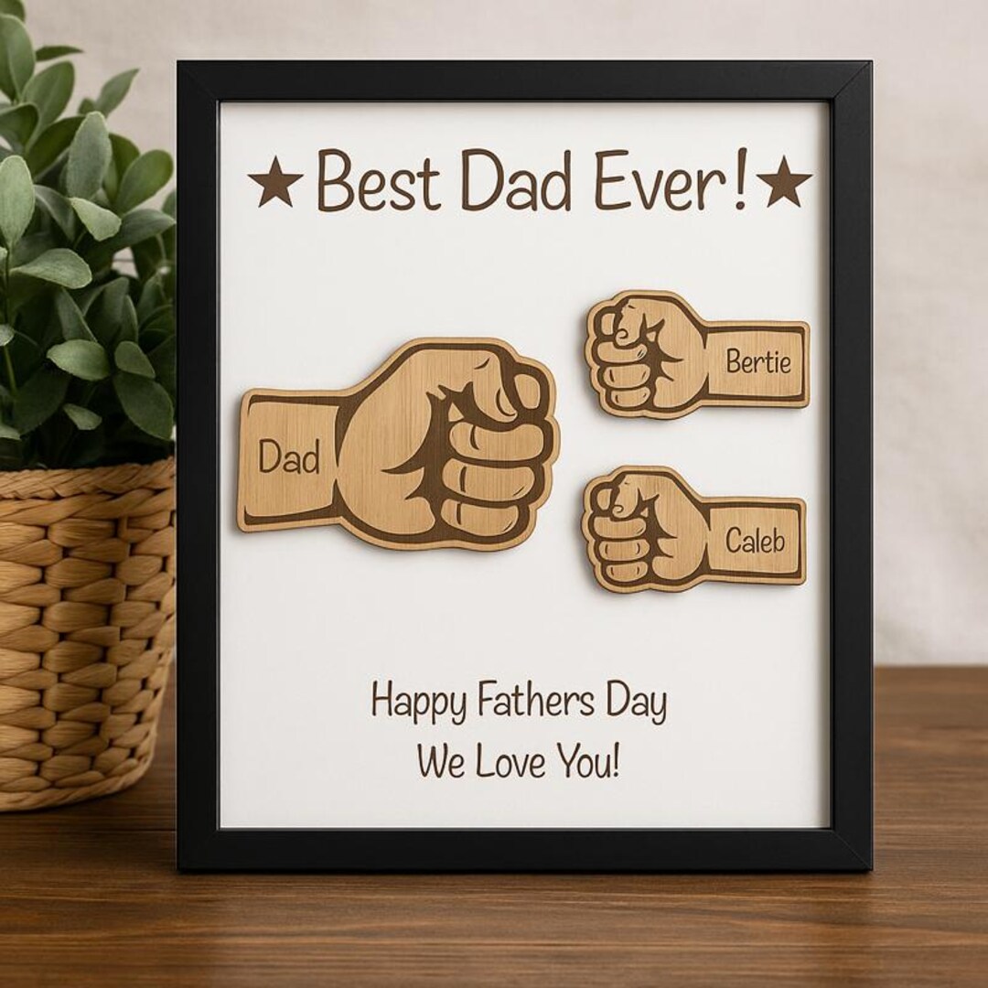 Fist Bump Home Decor, Best Dad Wooden Sign, Personalised Christmas Gift ...