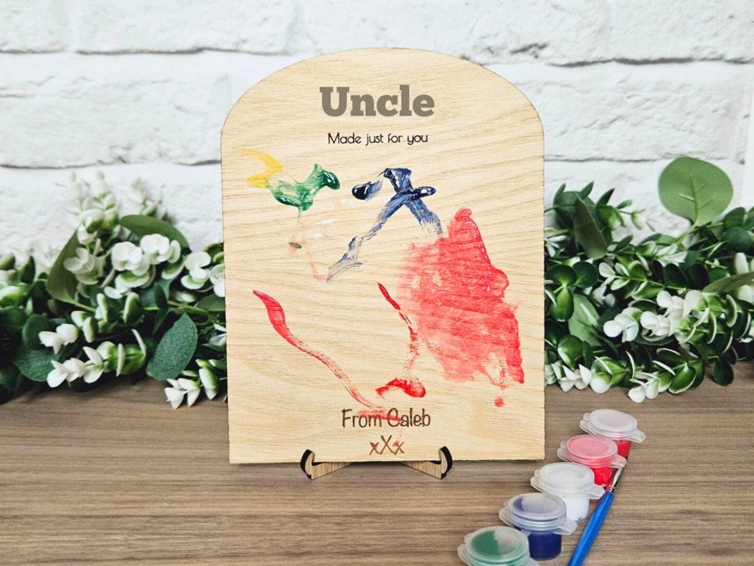 Childrens Drawing Plaque, Kids Art Gift for Uncle, Personalised ...