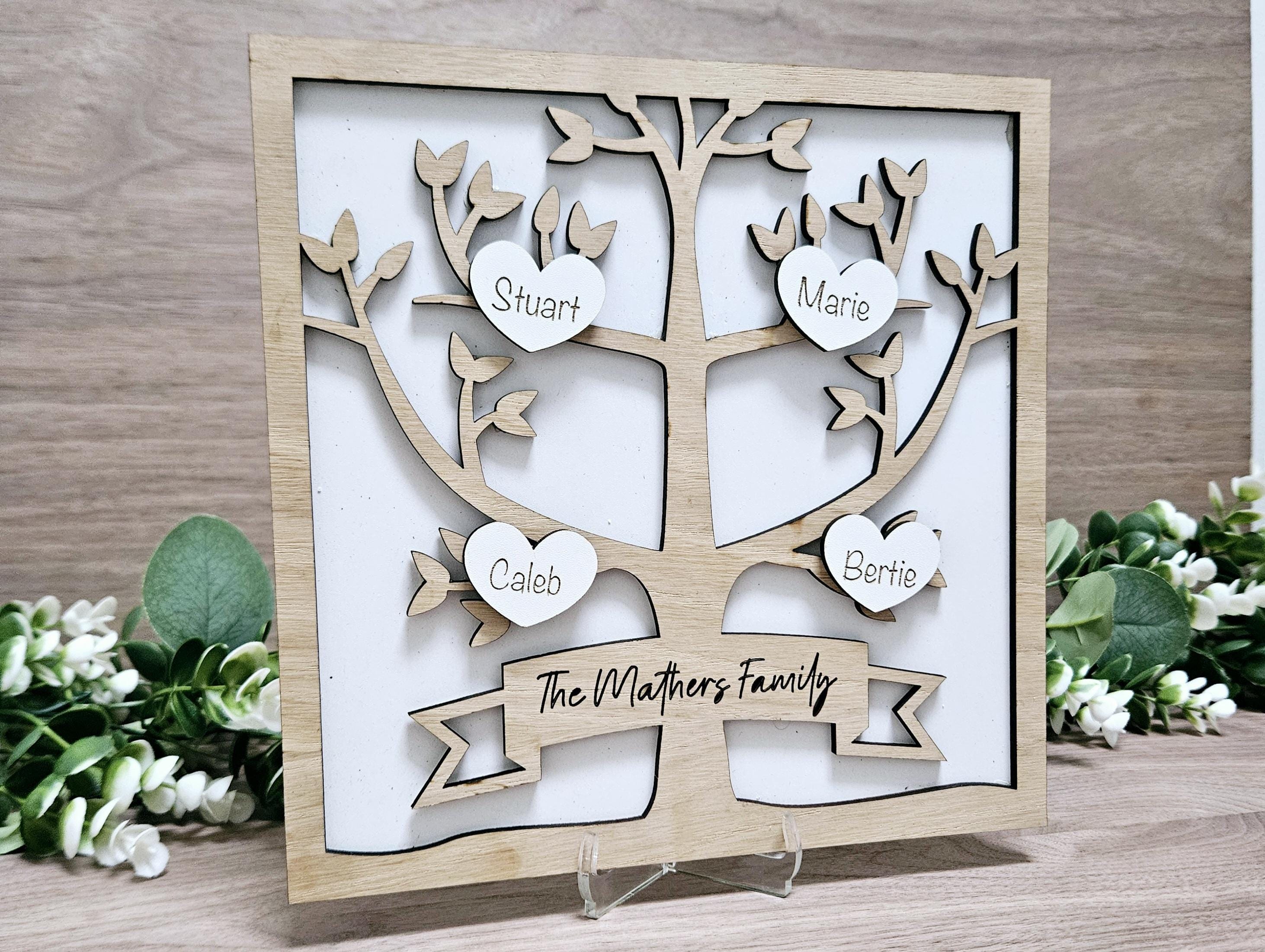 Wooden Family Tree, Personalised Family Keepsake, Home Decor, Birthday ...