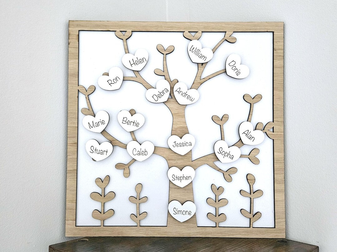 Wooden Family Tree, Personalised Family Keepsake, Home Decor, Birthday ...