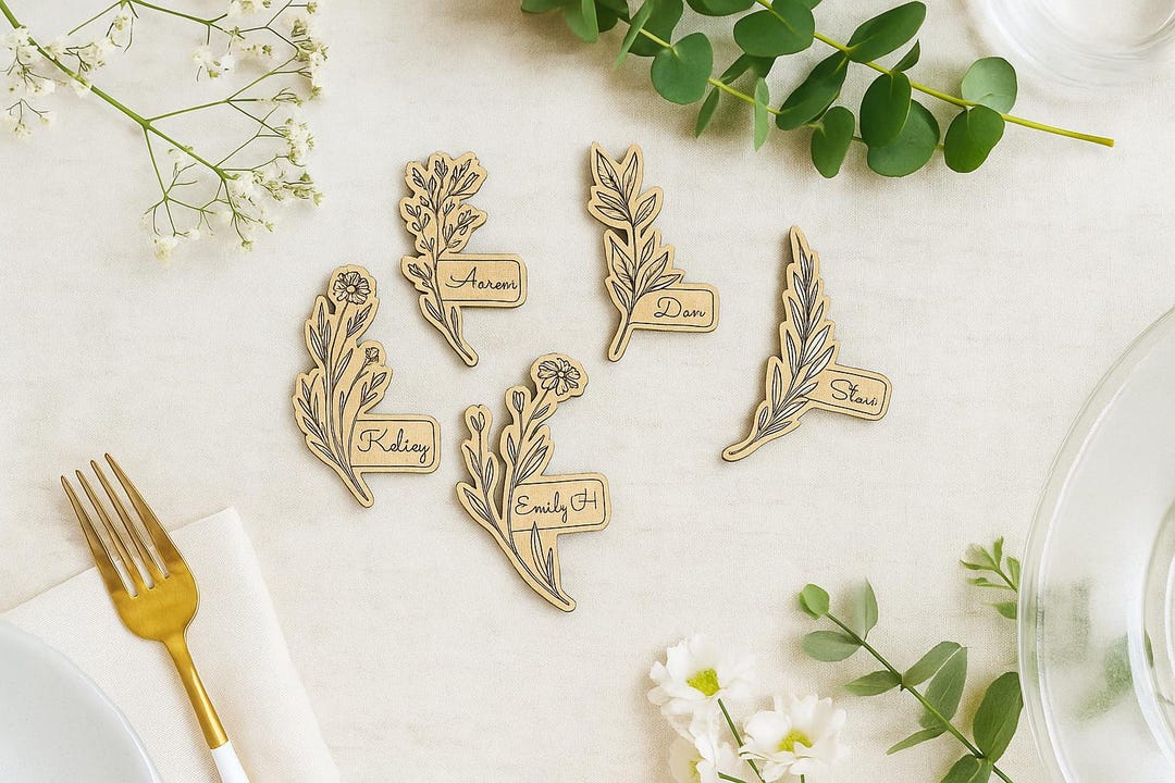 Personalised Wedding Favour Magnet, Name Place Setting, Floral Wedding ...