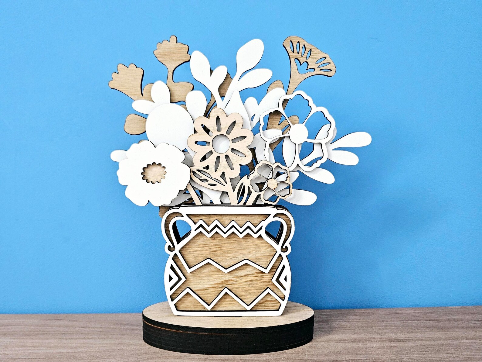 Personalised Wooden Flowers, Botanical Home Décor Gift for Mum, Bouquet ...
