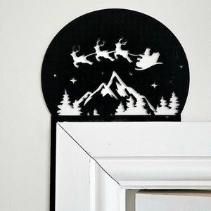 Globe Christmas Decor, Door Corner Ornament, Flying Santa Decoration ...