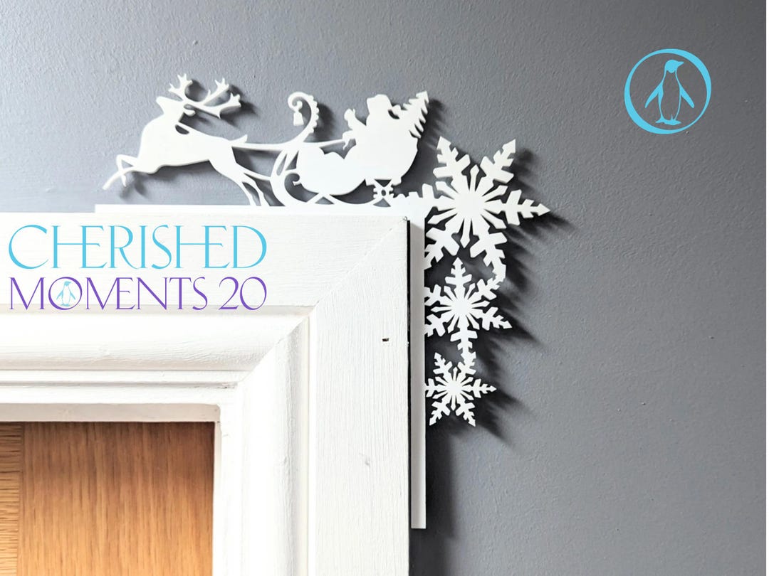 Santa Sleigh and Reindeer Decoration, Christmas Door Frame Decoration ...