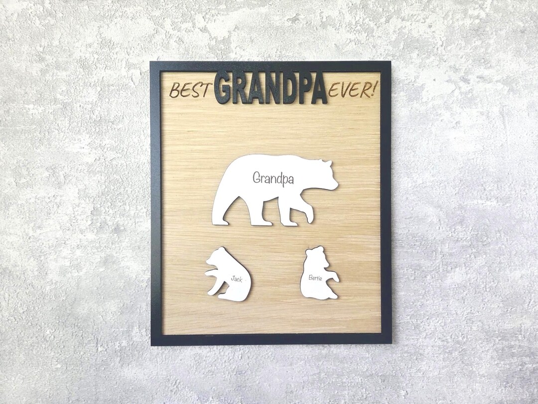 Personalised Grandpa Bear Home Decor Sign, Fathers Day Gift From ...