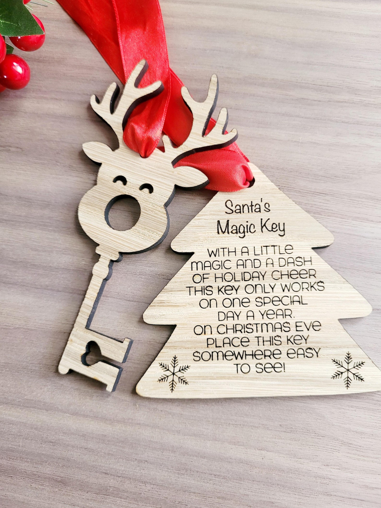 Personalised Santa's Magic Key, Wooden Door Key and Gift Tag for Santa ...