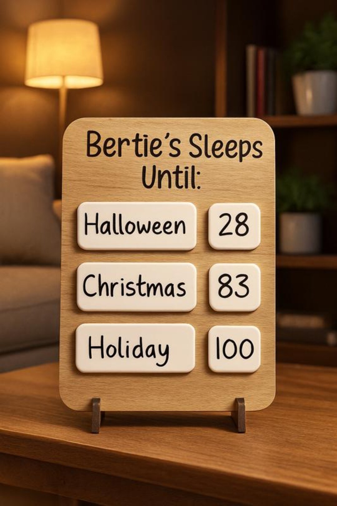 Personalised Days Until Countdown Board, Freestanding Oak & Acrylic Dry ...