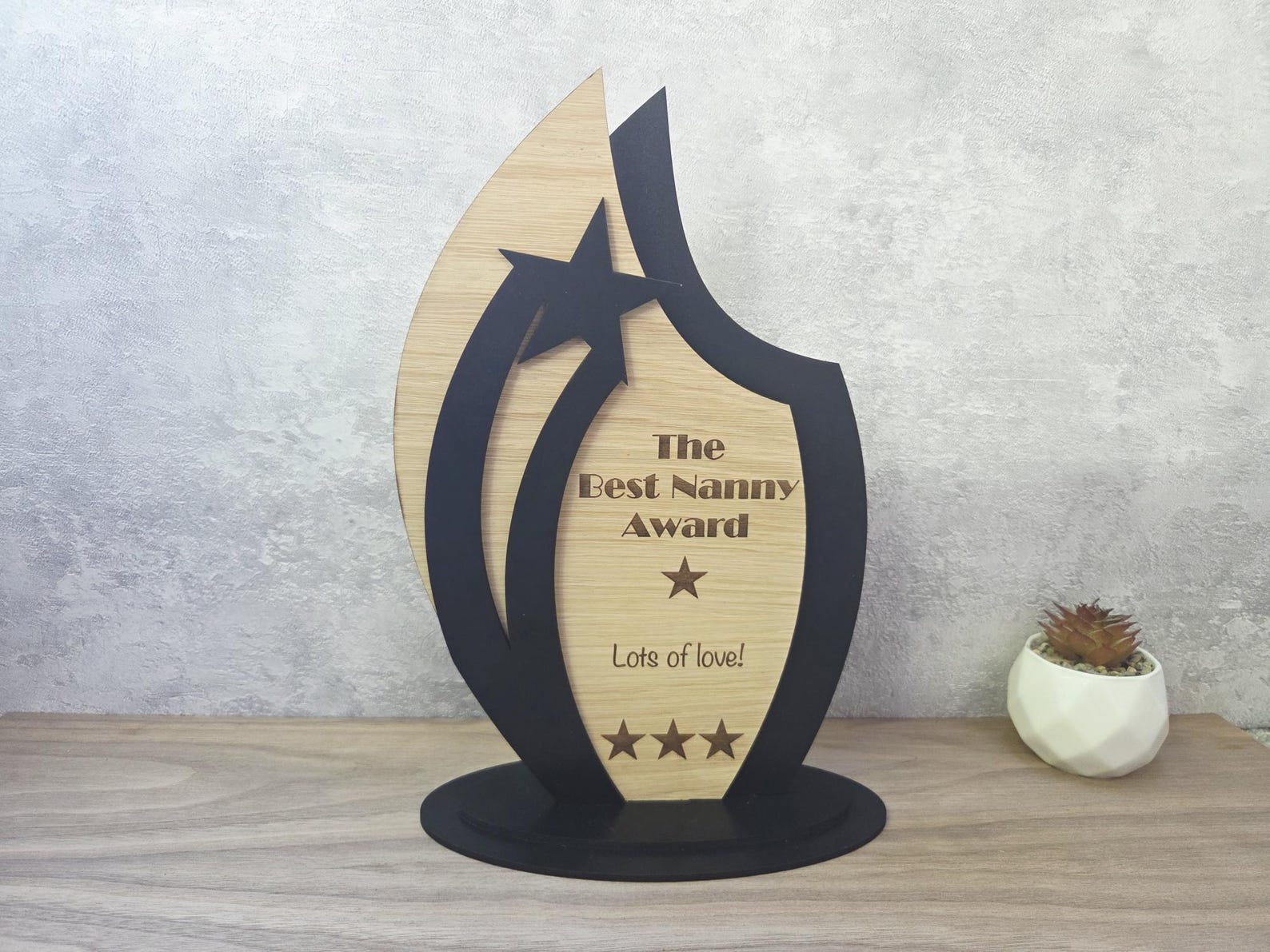 Personalised Wooden Dad Trophy, Best Dad Award Keepsake From Son ...