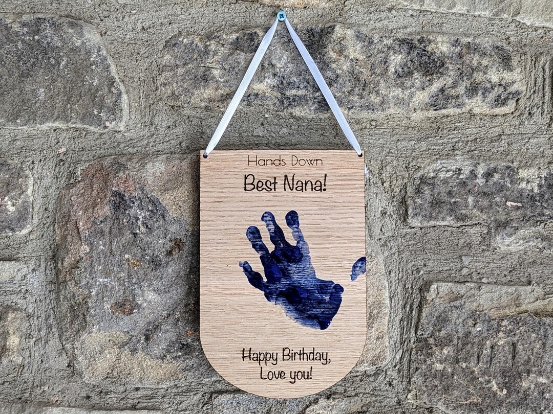 Hands Down Handprint Wooden Plaque, DIY Craft Gift Idea From Kids, Hand ...