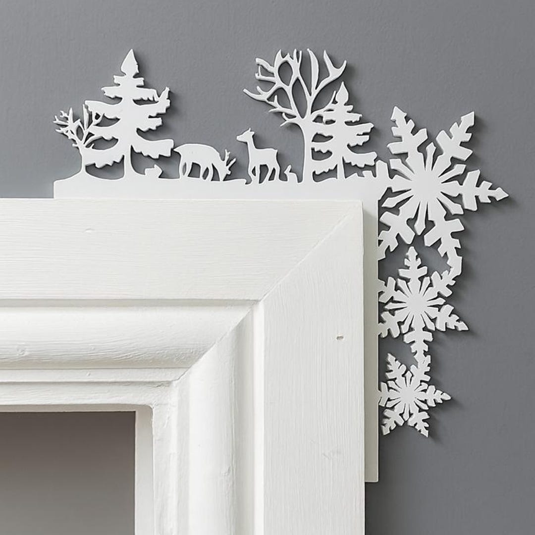Deer in the Woods Christmas Decoration, Door Corner Accent, Festive ...