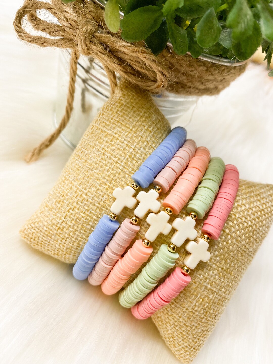 Cross Bracelets|clay Disk Bracelets|beaded Bracelets|beaded Jewelry ...