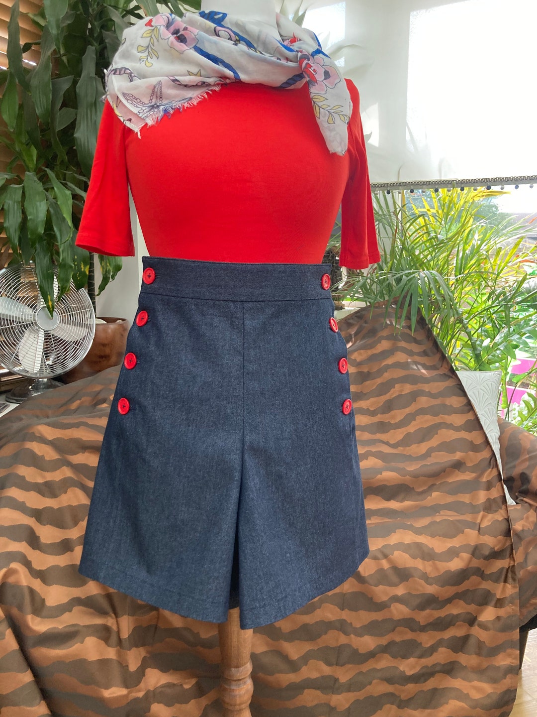 Vintage Style Denim Sailot Shorts, 40s/50s, Yacht/boating Shorts, High ...