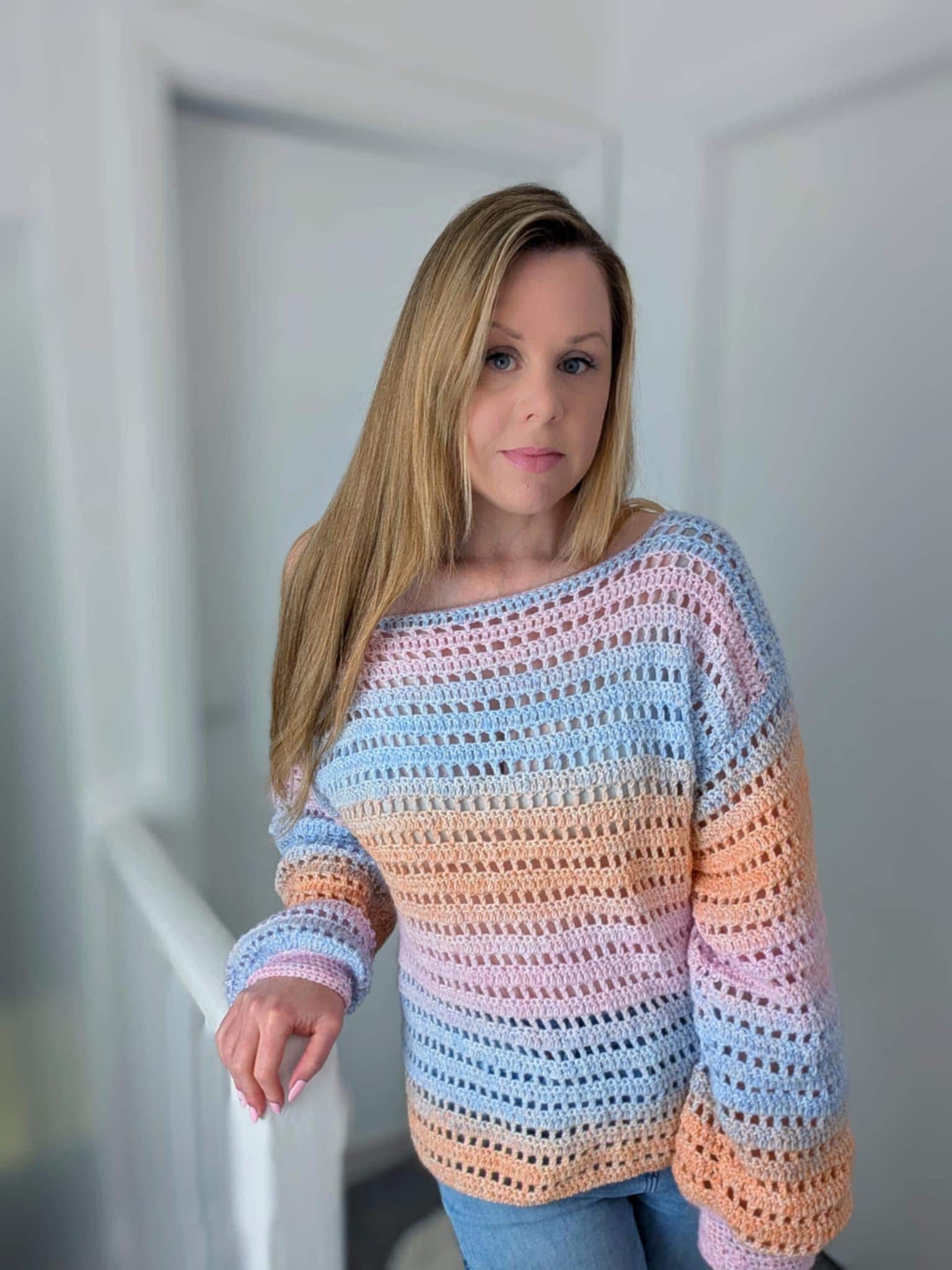 Crochet Easy Sweater PATTERN, How to Crochet Easy Mesh Sweater for ...