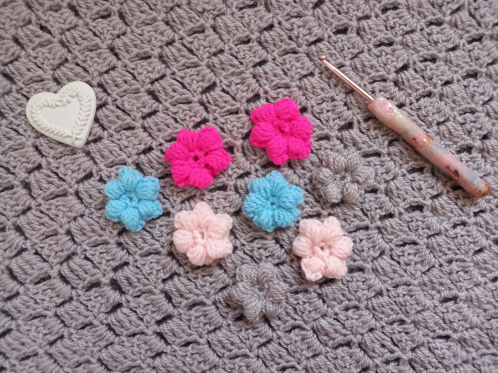 Crochet Puff Flower Pattern, Crochet Puff Stitch Pattern, Crochet Easy ...
