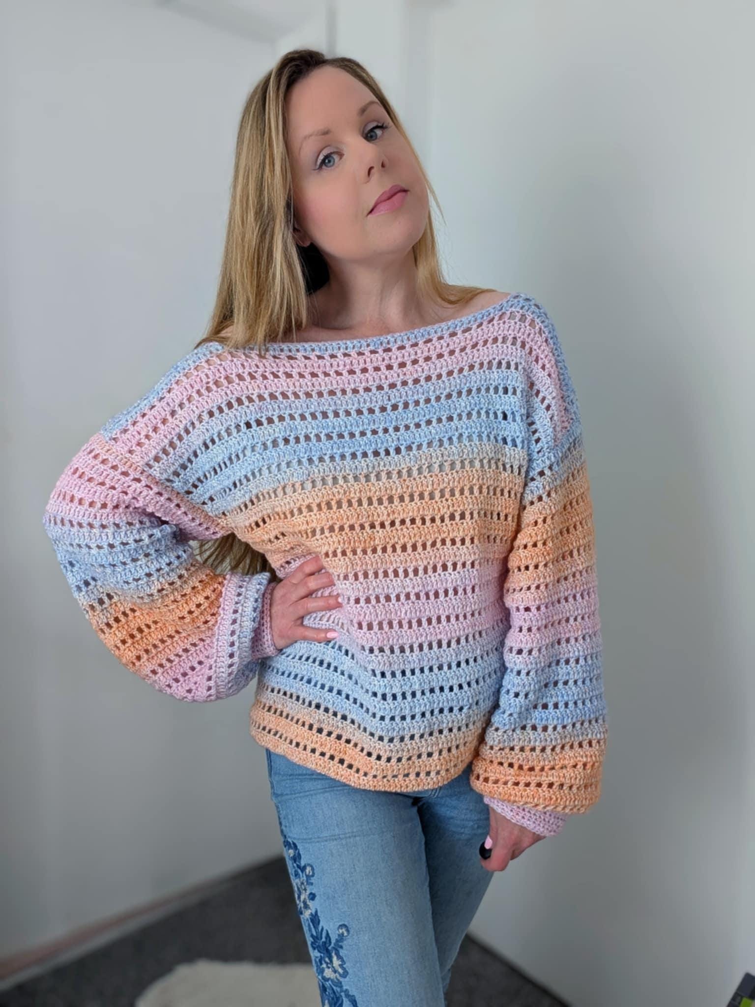Crochet Easy Sweater PATTERN, How to Crochet Easy Mesh Sweater for ...