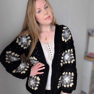Crochet Patchwork Cardigan PATTERN, Crochet Easy Granny Square Patchwork Cardigan Tutorial for ...