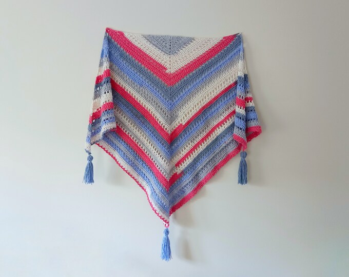 Crochet Shawl PATTERN With Tassels, Crochet Scarf Pattern, Wrap, Neck ...