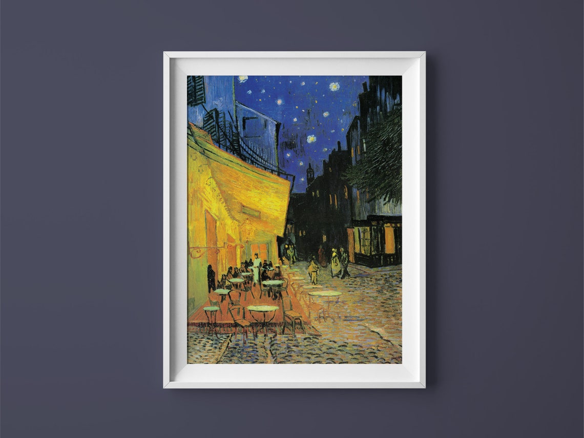 Vincent Van Gogh Modern Art Coffeehouse at Evening Painting Vintage ...