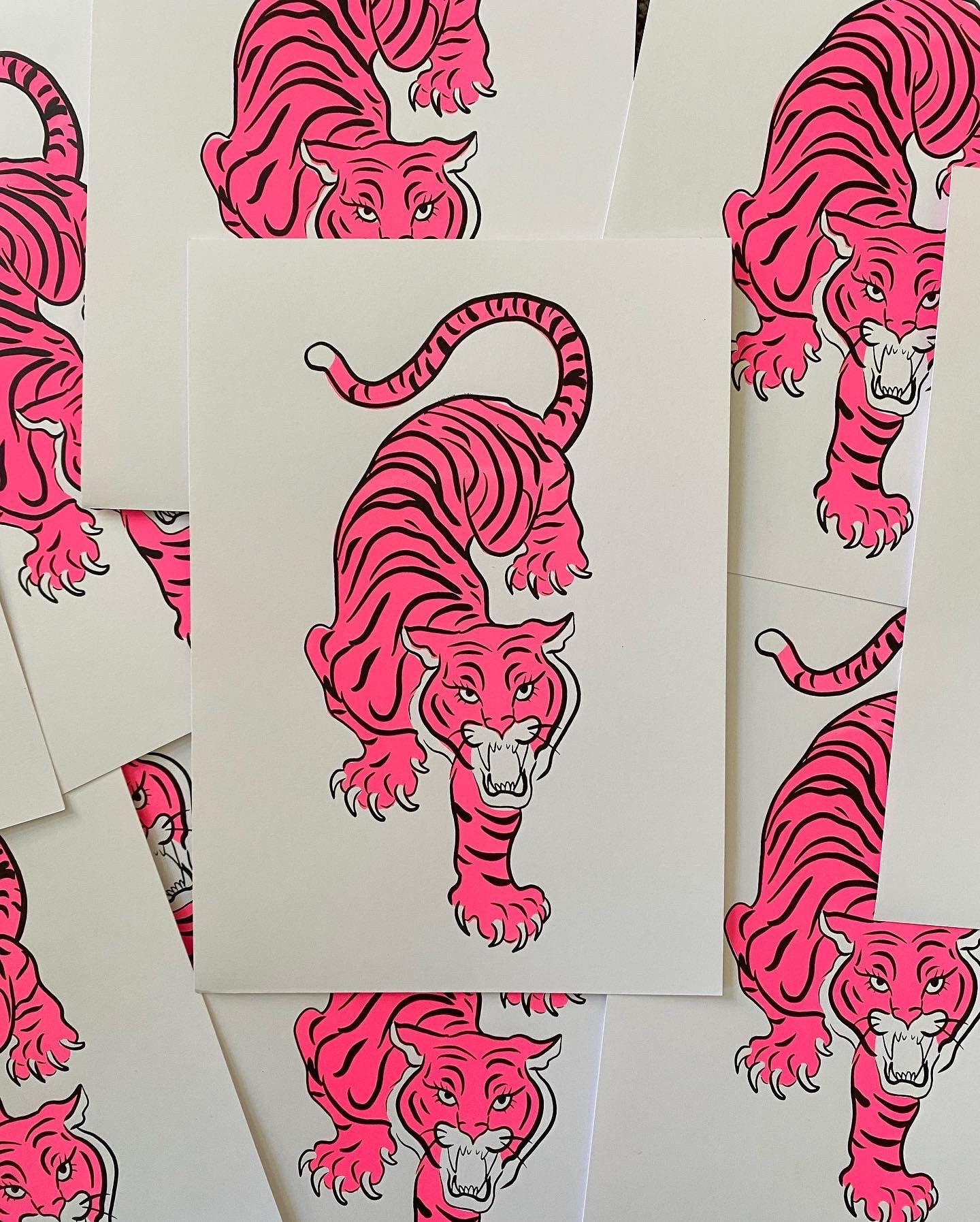 Neon Pink Tiger — AOIFE CAWLEY ART